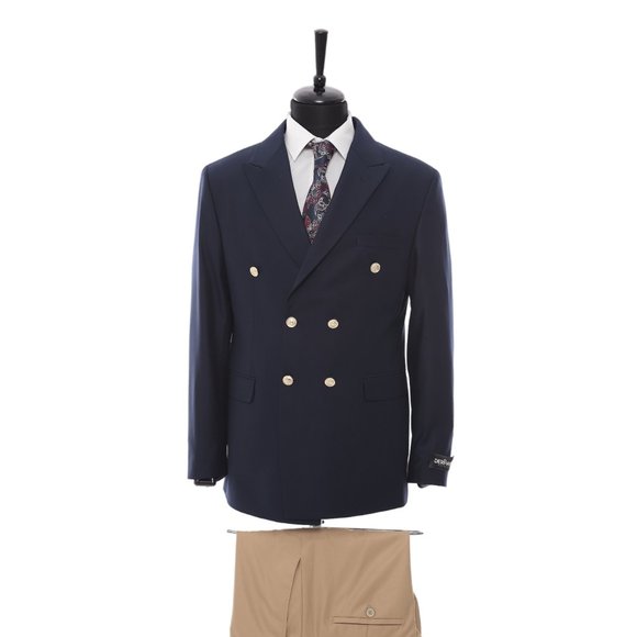 Derman | Suits & Blazers | Navy And Cream Double Breasted Suit By ...